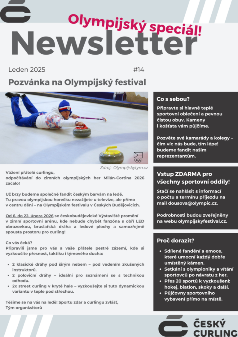 Čtrnácté vydání Newsletteru – leden 2026 | Český Curling